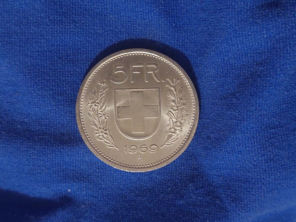 5 Franken 1969 Silbermünze 15 Gramm 0.835er Silber (Gebraucht) in Elsau für CHF 9 – mit ...