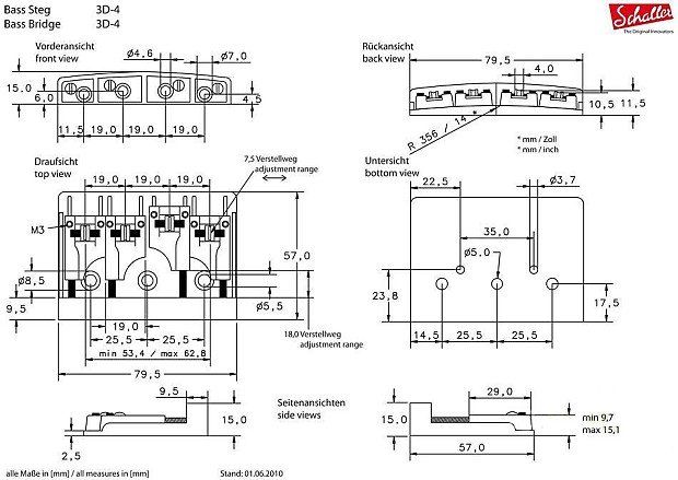 Schaller 3D Bass Bridge, made by Schaller Germany, 4 String | Kaufen ...