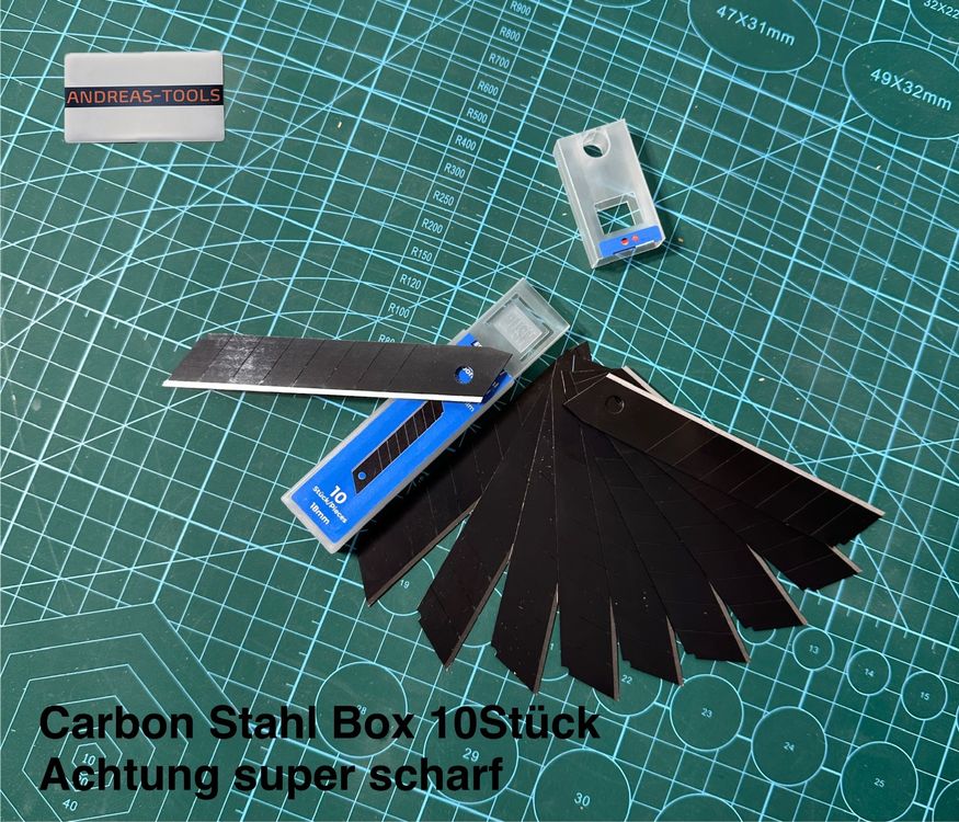 10 Carbonstahl Klingen 18mm super scharf für Cuttermesser (Neu und ...