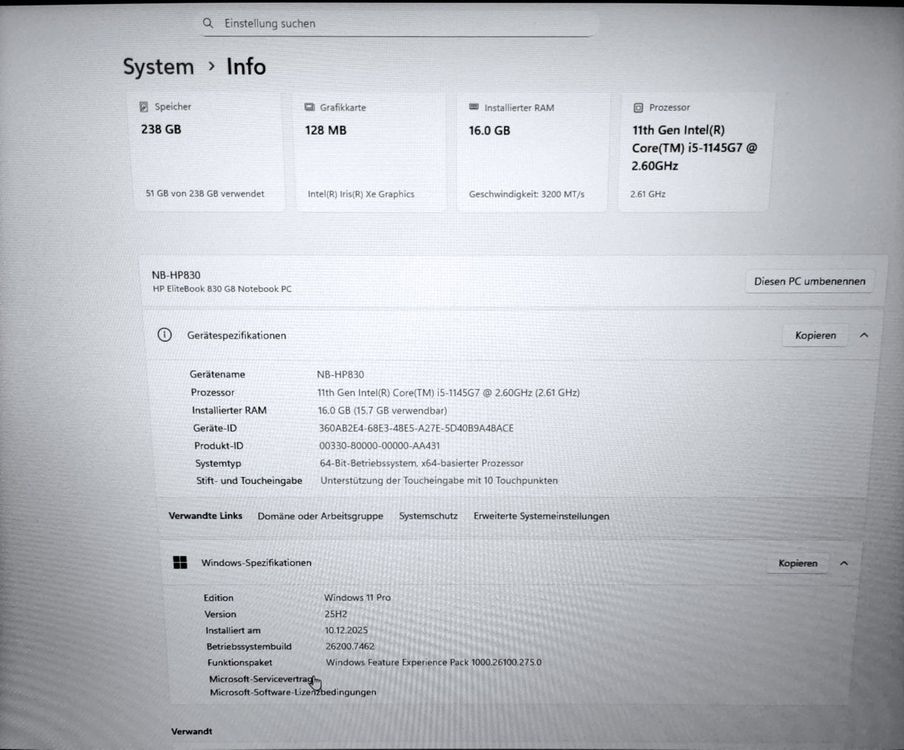 HP EliteBook 830 G8 / HDD 256GB/ RAM 16GB / i5-1145/ (Gebraucht) in ...