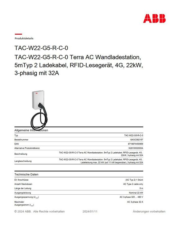 Wallbox ABB Terra 11 - 22kW | Kaufen auf Ricardo