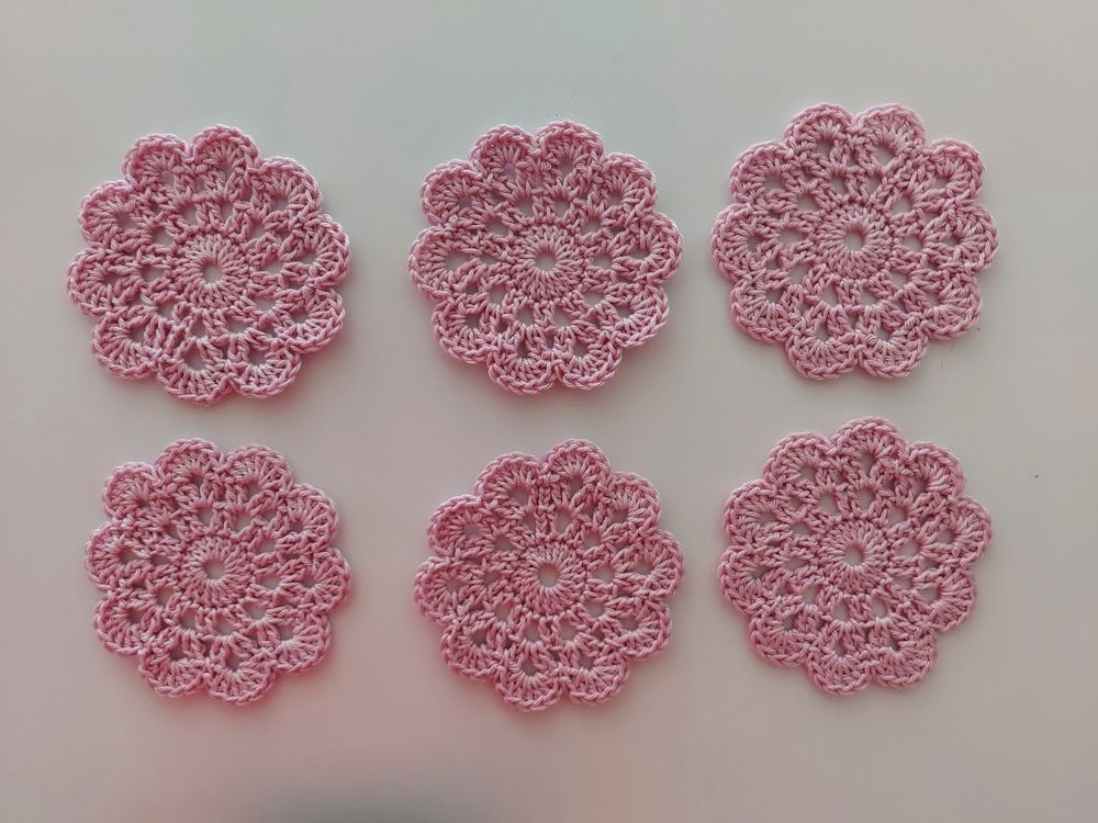 Glasuntersetzer Gr.10 cm.(6 Stück) Farbe:Rosa (Neu (gemäss Beschreibung ...