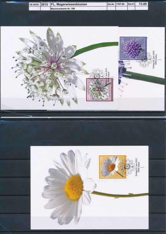 2015 Liechtenstein, Magerwiesenblumen - Maximumkarten (Gebraucht) in Winterthur für CHF 5 – mit ...