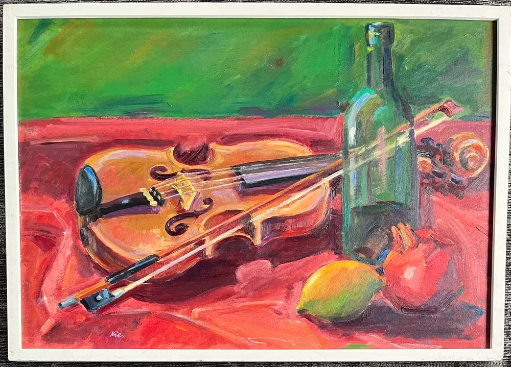 Hermann Kiechl - Stilleben Gemälde mit Geige & Früchten (Gebraucht) in Root für CHF 19 – nur ...