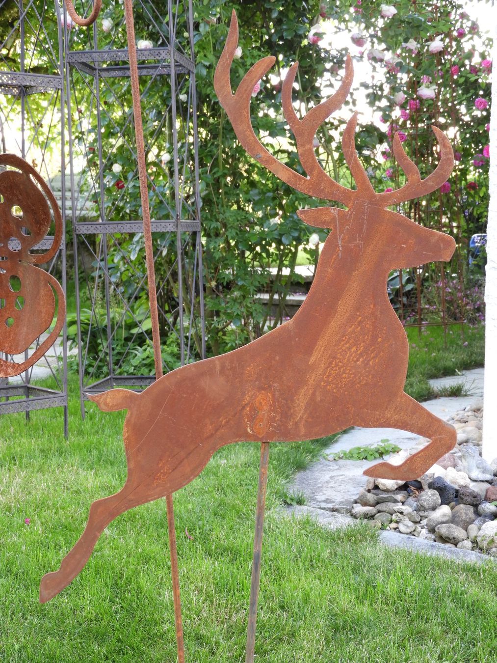 Gartendeko: Rost Hirsch auf Stab zum Stecken (Neu (gemäss Beschreibung ...