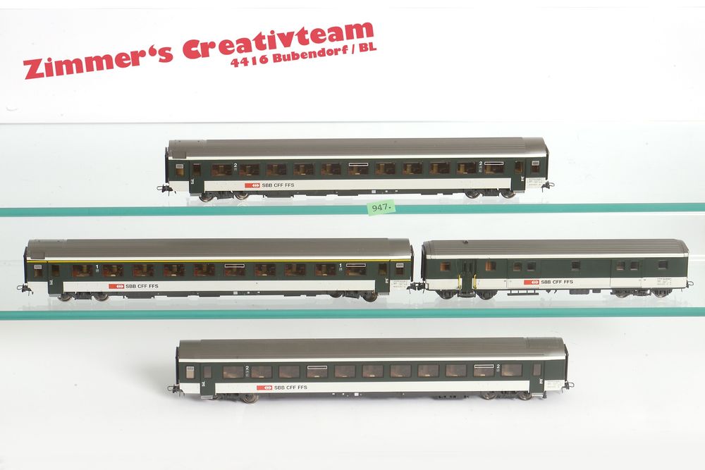 4 ROCO SBB Personenwagen, grün/grau, H0, WS (Gebraucht) in Bubendorf für CHF 58.95 – mit ...