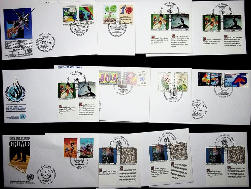 ONU GENEVE 12 FDC SÉRIES 1989-1990 / L778 (Gebraucht) in Estavayer-le ...