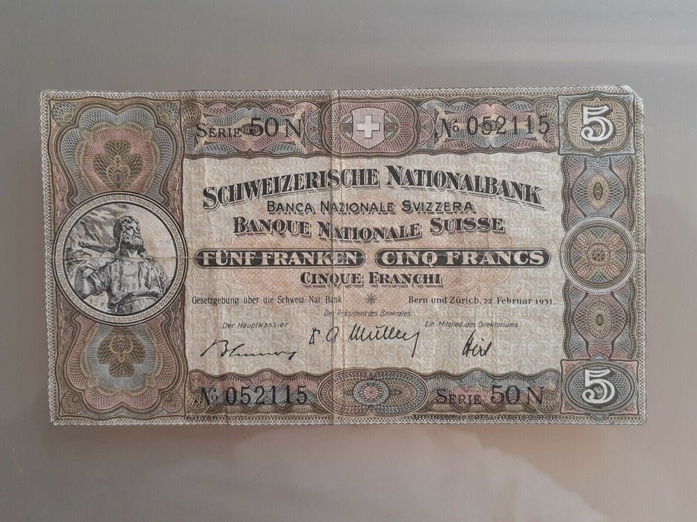 Banknote Schweiz 5 Franken 1951 RAR | Kaufen auf Ricardo