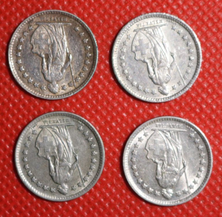 50 Rp. Lot Silbermünzen 1952, 1957, 1959, 1960 (A015) (Gebraucht) in Winterthur für CHF 5.7 ...