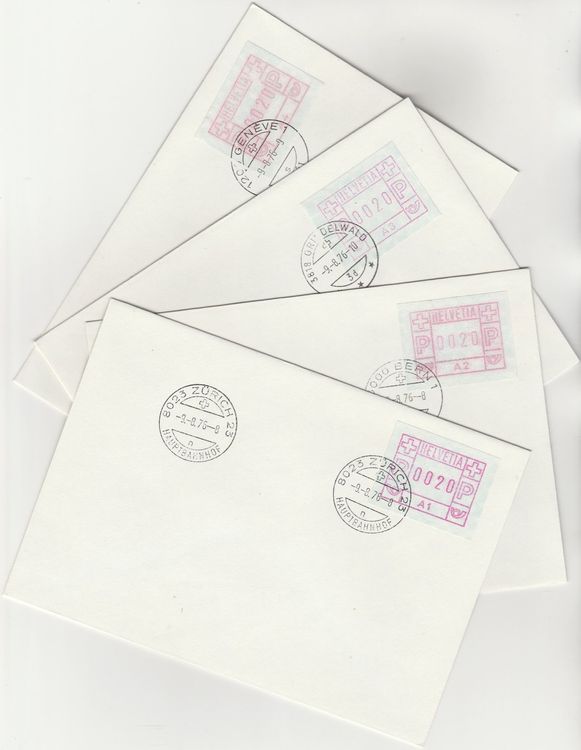1977 FDC von allen Automaten A1 - A4 (Gebraucht) in Oberglatt ZH für CHF 1 – mit Lieferung auf ...