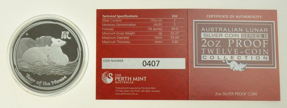 2 Unzen Silber Australien Lunar Series II Maus 2008 Proof | Kaufen auf Ricardo
