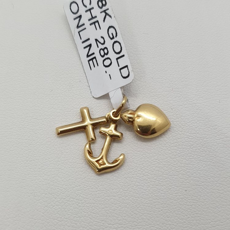 Echt 18k Gold - Anker, Kreuz, Herz Anhänger | Kaufen auf Ricardo