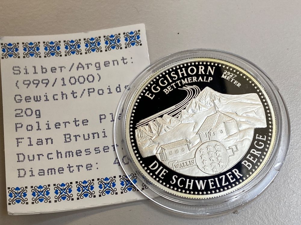Medaille Silber 999 20g Die Schweizer Berge Eggishorn | Kaufen auf Ricardo