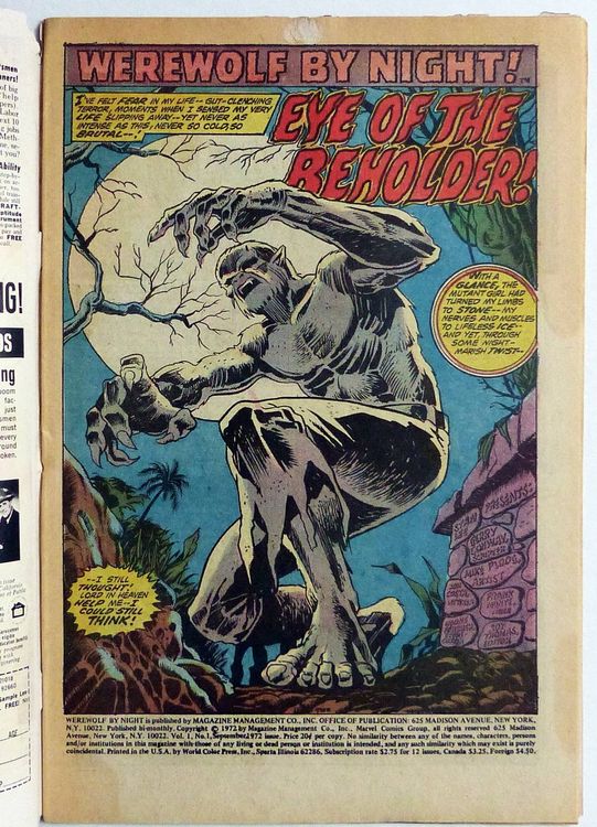 WEREWOLF BY NIGHT #1 MARVEL 1972 PLOOG NICE READING COPY | Kaufen auf ...