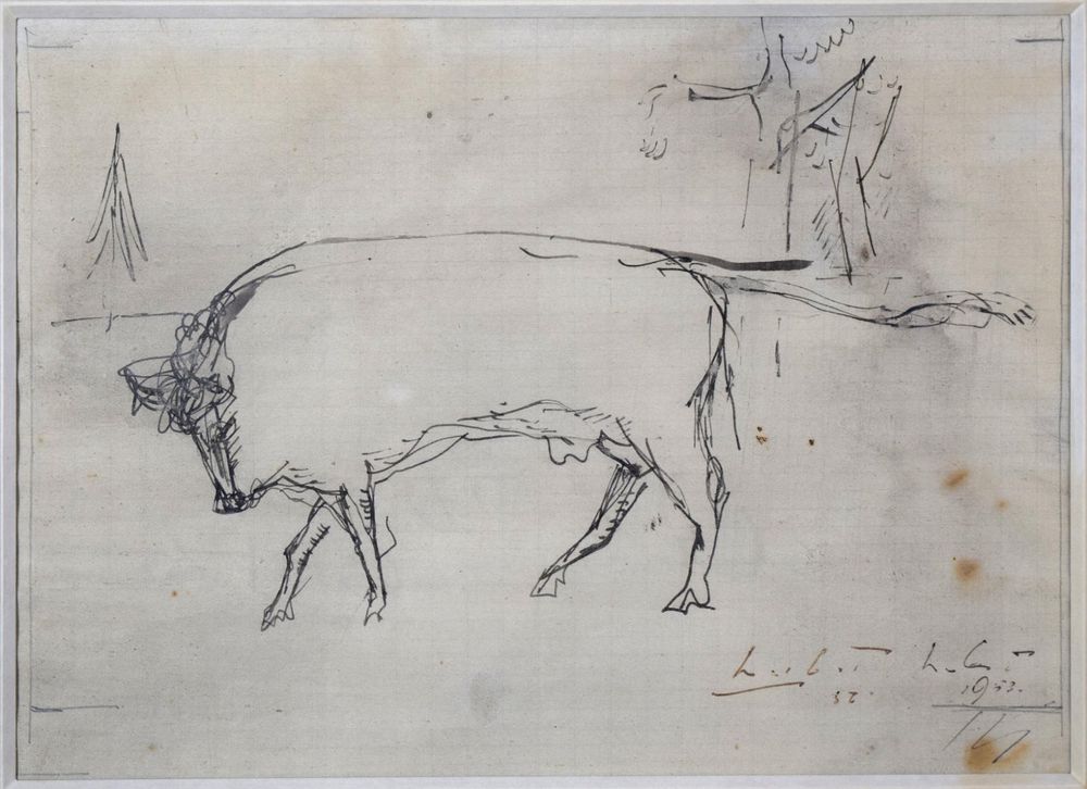 Adolf Herbst (1909-1983) Stier Federzeichnung 1953 signiert (Gebraucht) in Stans für CHF 50 ...