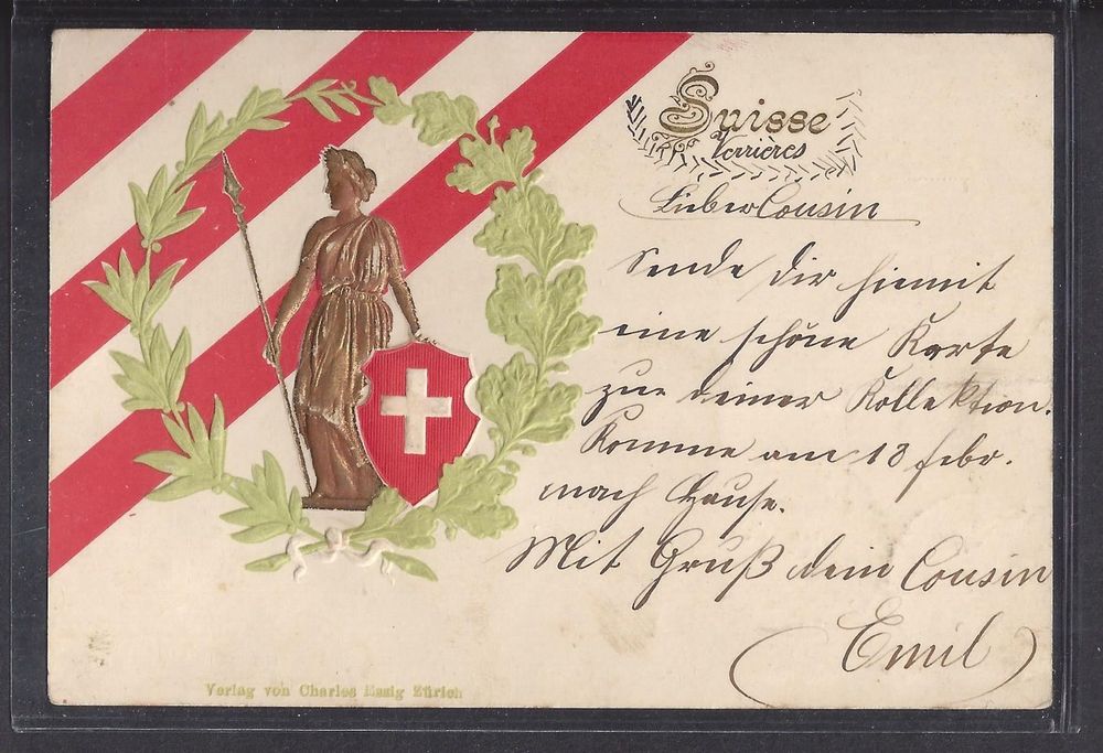 1900 HELVETIA Prägekarte Litho SUISSE VERRIÈRES | Kaufen auf Ricardo