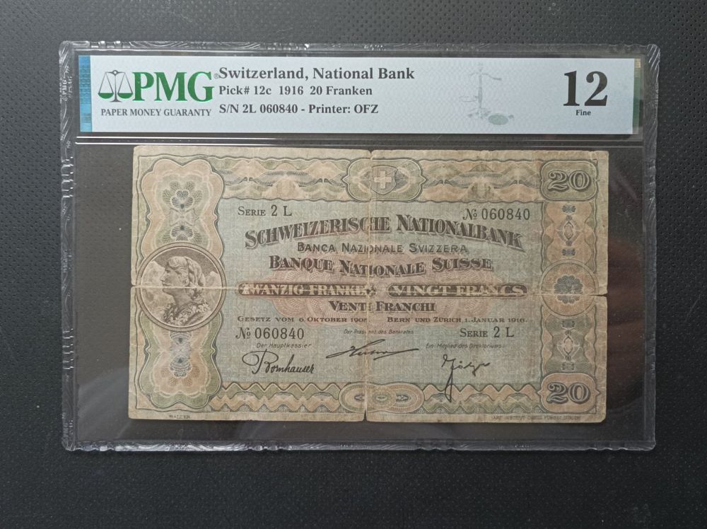 Uralte 20 Franken Note 1916 mit Zertifikat von PMG | Kaufen auf Ricardo