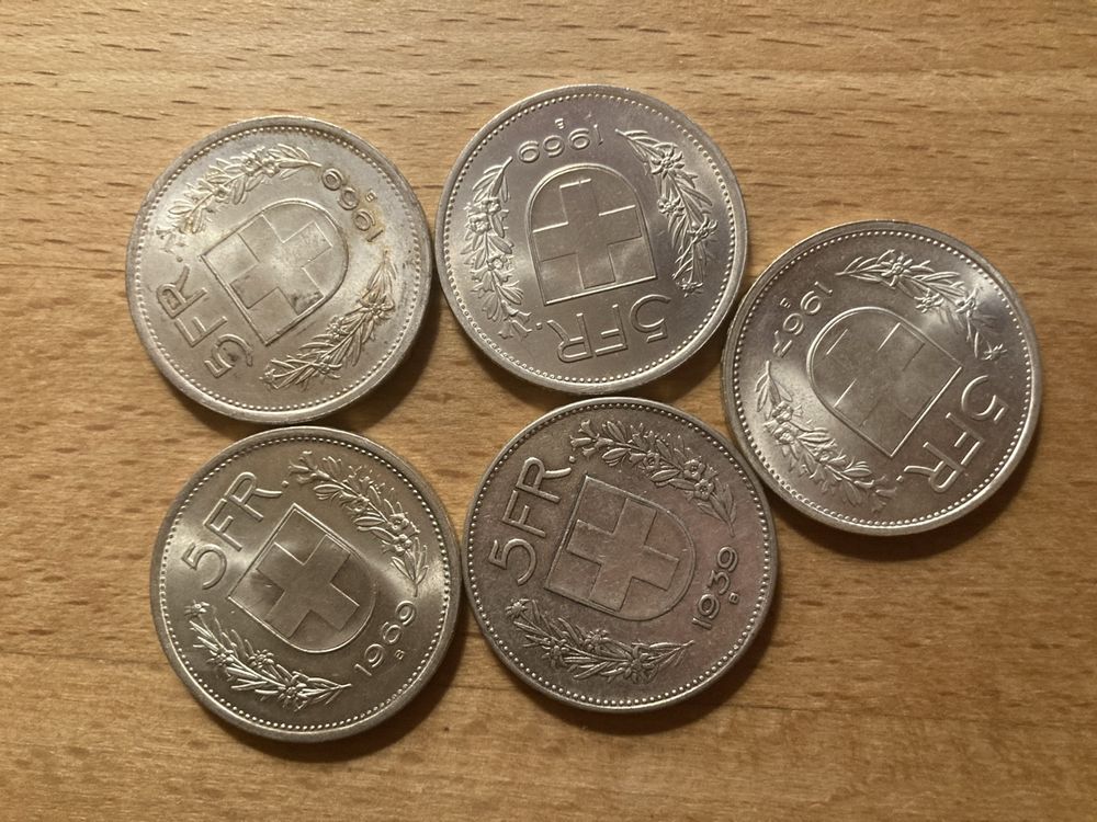 5 x 5 Franken Schweiz Silber (Gebraucht) in Bern für CHF 59 – mit Lieferung auf Ricardo kaufen