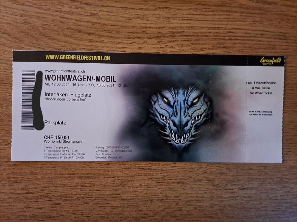 Greenfield WoMo Ticket | Kaufen auf Ricardo