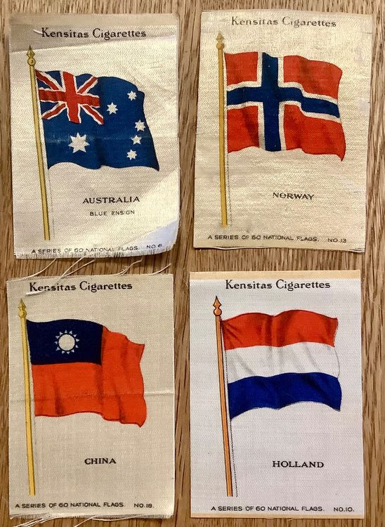 30er - 10 NATIONAL FLAGS Seide Flaggen Sammelbilder England (Gebraucht ...