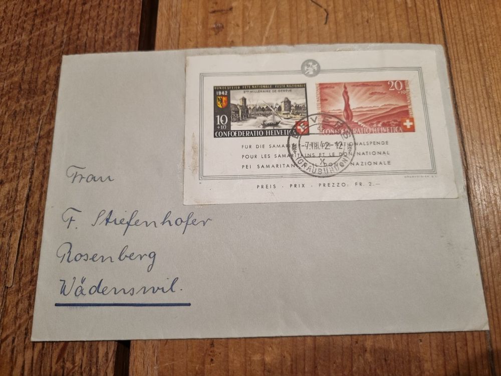 1942 Pro Patria Block auf Brief (Gebraucht) in Arni AG für CHF 25 – mit Lieferung auf Ricardo kaufen