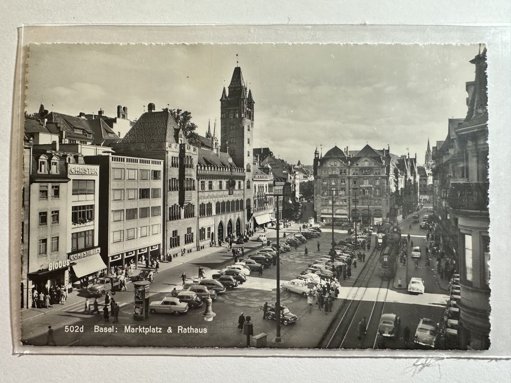 Alte Postkarte Basel Marktplatz & Rathaus 1950er Jahre (Gebraucht) in Zug für CHF 5 – mit ...