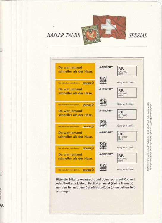 Originalbogen der Ostermarke 2004 (Neu (gemäss Beschreibung)) in Turgi für CHF 3 – mit Lieferung ...