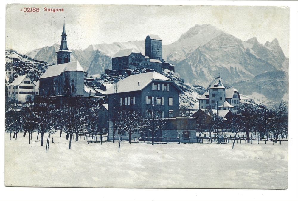 Sargans (SG) Winter - Wohnhaus - Schloss - Kirche - 1909 (Gebraucht) in Engelburg für CHF 8.9 ...
