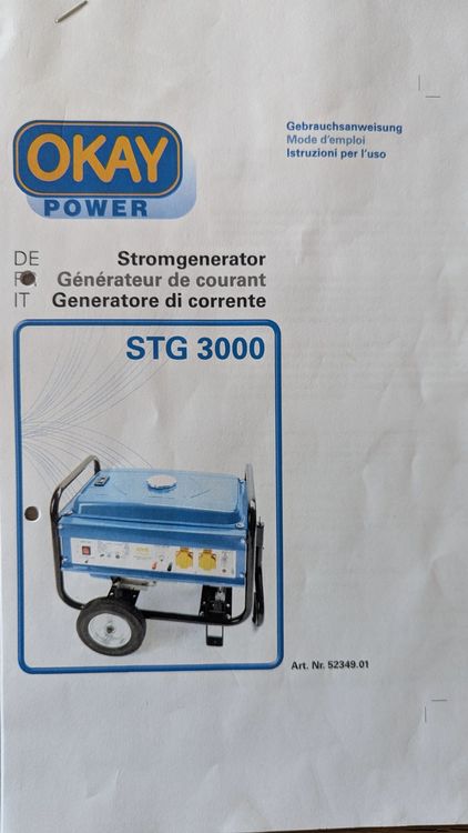 Stromgenerator Okay Power STG 3000 (Gebraucht) in Urdorf für CHF 140 ...