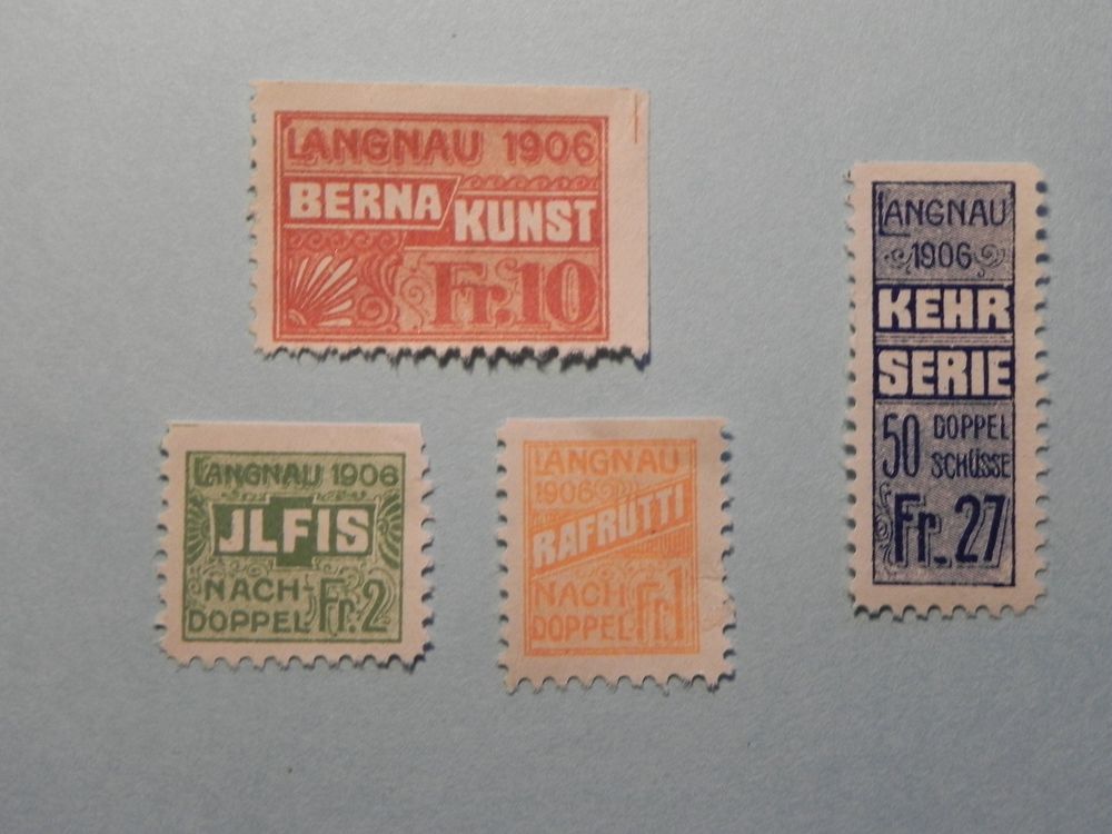 4 Vignetten Jeton von Schützenfest Langnau BE von Jahr 1906 (Gebraucht ...