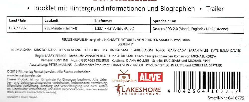 QUEENIE - Komplette RTL-Langfassung in 4 Teilen - 2 DVD'S (Neu (gemäss ...