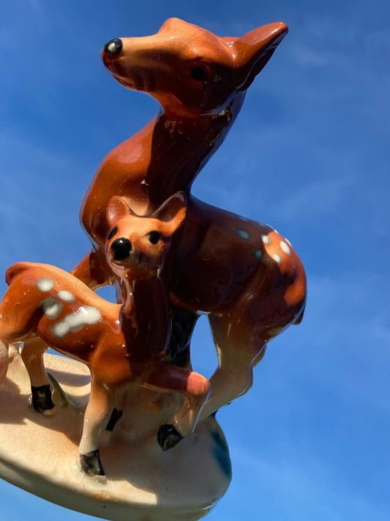 Porzellanfigur Reh mit Rehkitz Tierfigur sign. Chindon 1956 (Gebraucht) in Subingen für CHF 19 ...