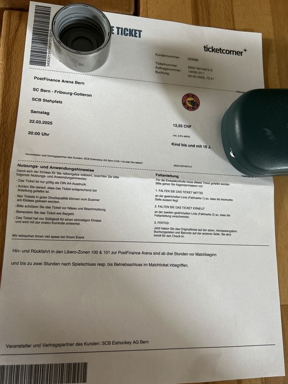 SCB gegen Fribourg 22.3.25 Kinderticket (Neu und originalverpackt) in ...