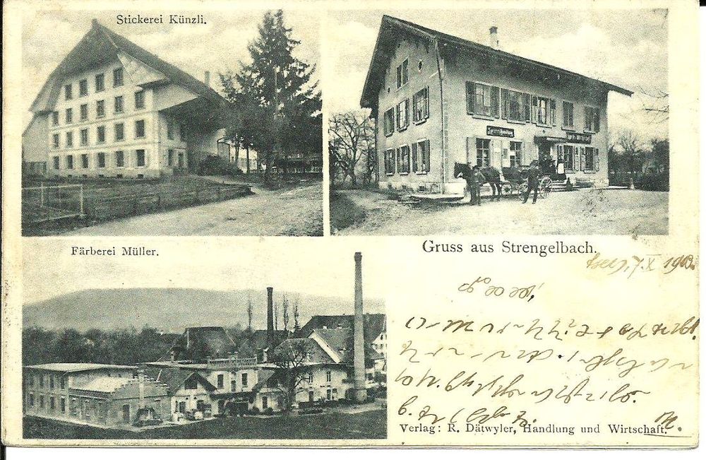 AK GRUSS aus STRENGELBACH 1903 3 BILDER WIRTSCH DÄTWYLER etc (Gebraucht) in Aarau für CHF 36 ...