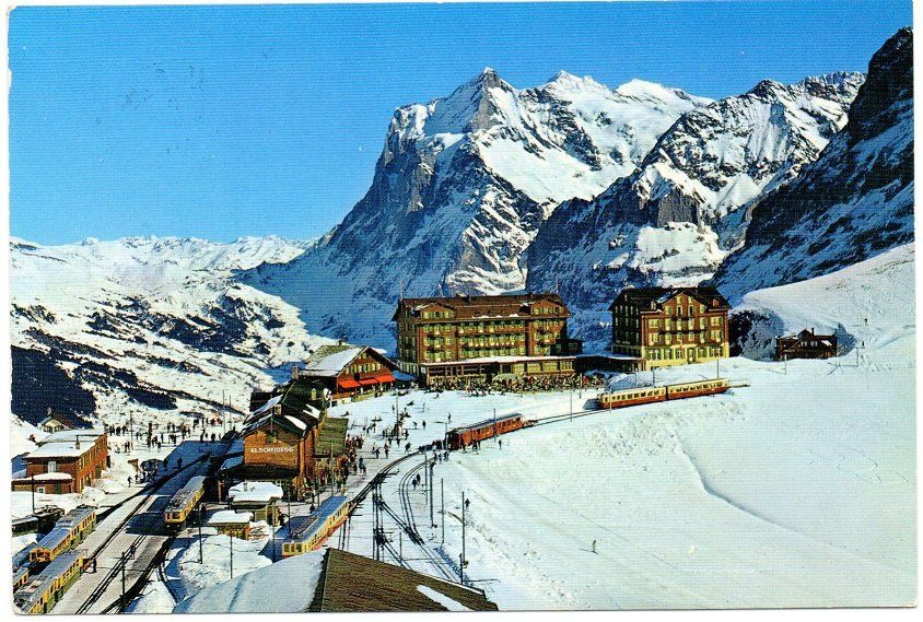 GRINDELWALD Kleine Scheidegg, Bahnhof mit Bahn u. Wetterhorn (Gebraucht) in Jona für CHF 5.9 ...