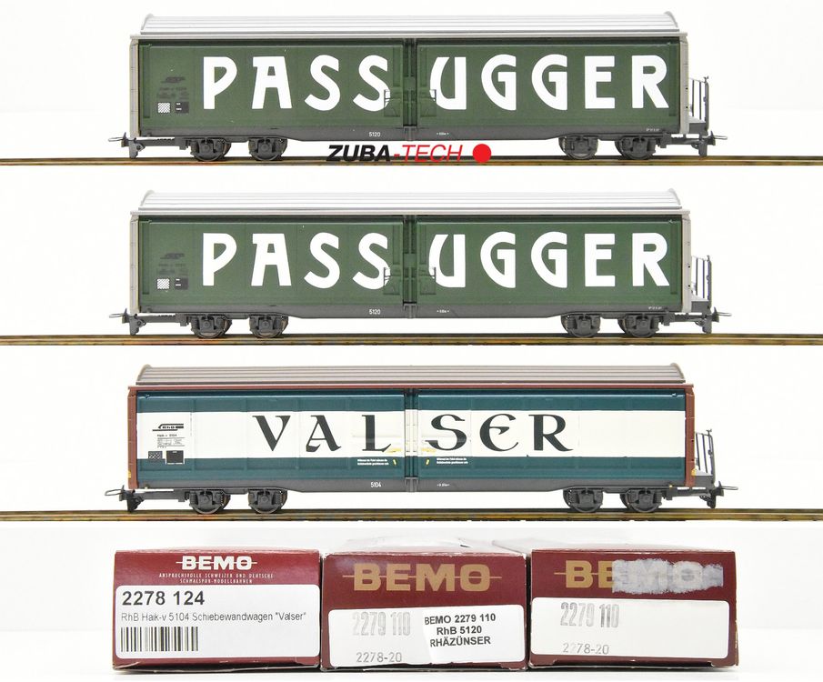 Bemo 3x Schiebewandwagen der RhB, H0m GS mit OVP (Neu (gemäss Beschreibung)) in St. Gallen für ...