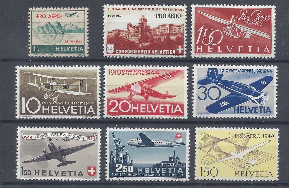 1941-49 : Lot Flugpost ** - KP 210.-- (Neu und originalverpackt) in Gümligen für CHF 17 – mit ...