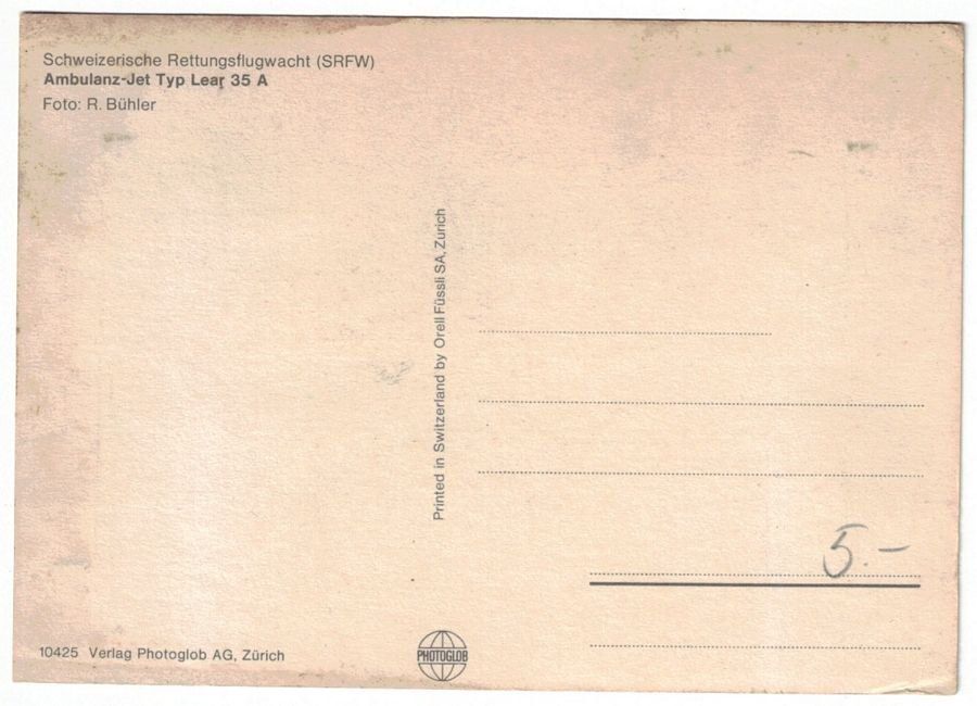 Ambulanz-Jet Lear 35 A der SRFW (REGA), um 1980 (Gebraucht) in ...