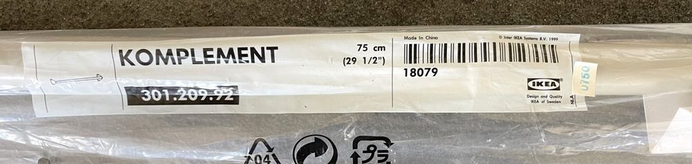 2 x IKEA - Kleiderstange, KOMPLEMENT - 75 cm /NEU (Neu und originalverpackt) in Oftringen für ...