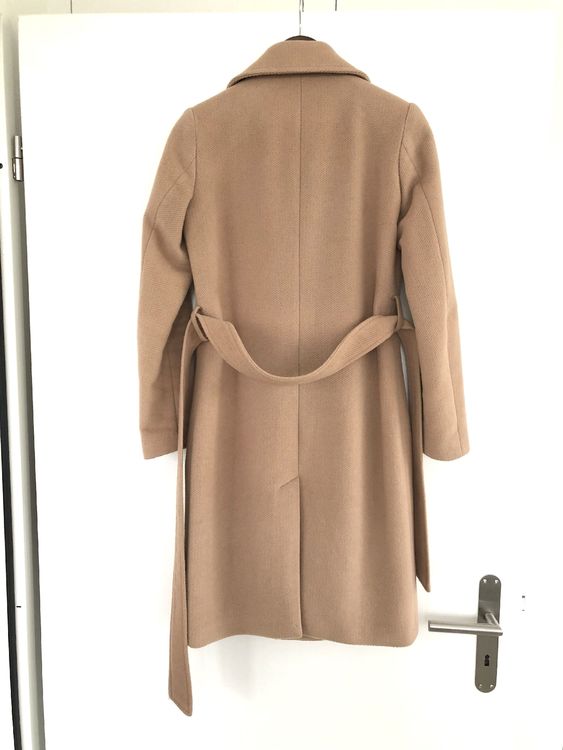 Ana Jakobs Wollmantel Camel Straight Fit Gürtel beige XS S (Gebraucht ...