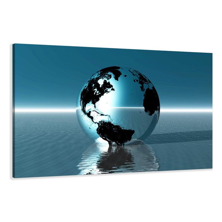 Leinwand 120x80cm Leinwandbild Bild Wandbild Weltkugel 2D (Neu und originalverpackt) in ...