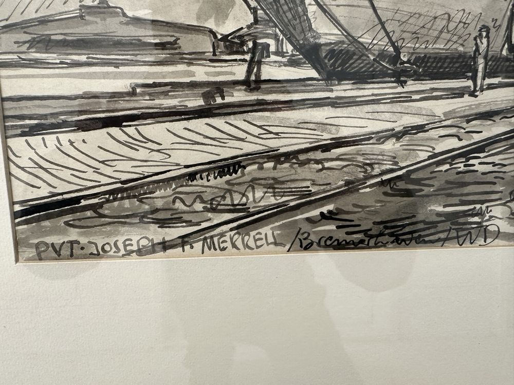 Otto Braschler Aquarell Pvt. Joseph F. Merrell Bremerhafen (Gebraucht ...
