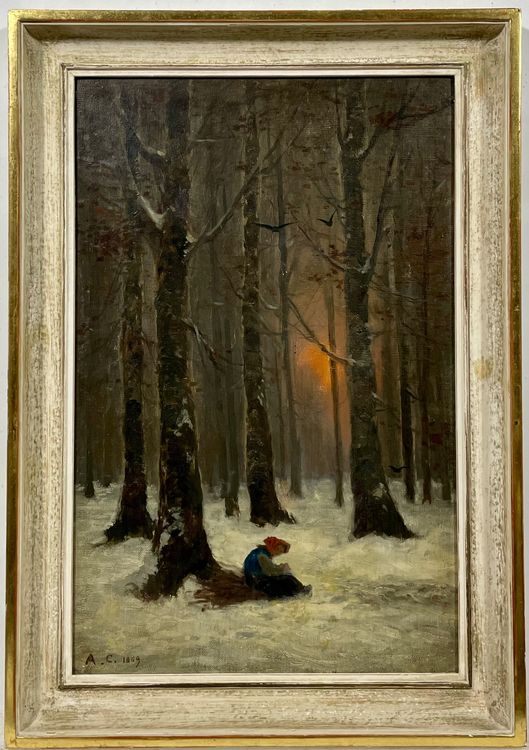 Wald Szene im Winter Antikes Gemälde Monogrammiert A.C. (Gebraucht) in Root für CHF 85 – mit ...