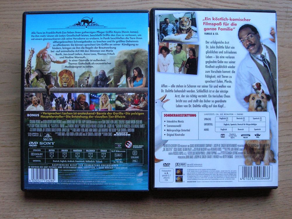 2 DVD Set Dr. Dolttle & Der Zoowärter (Gebraucht) in Zuzwil SG für CHF 7.5 – mit Lieferung auf ...