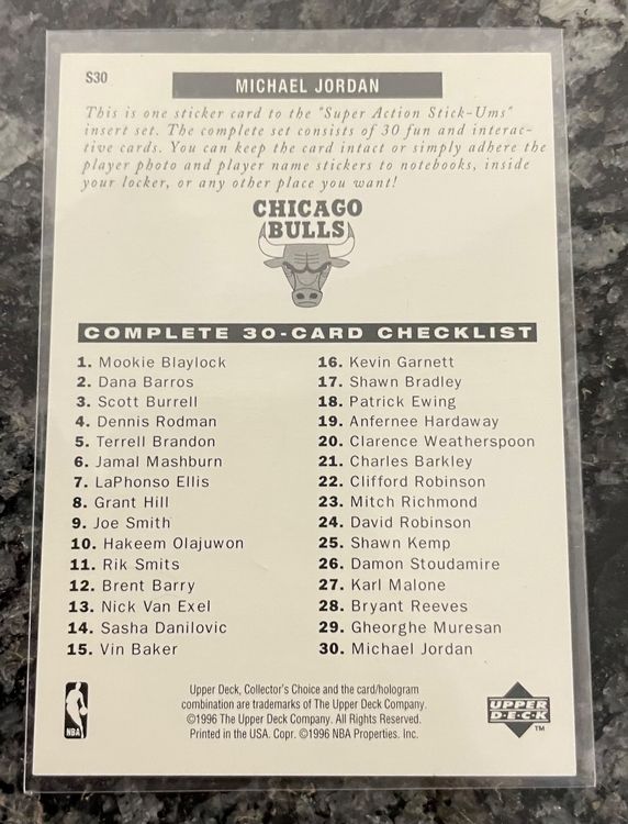 NBA Michael Jordan Stick Ums Card (Neu (gemäss Beschreibung)) in ...