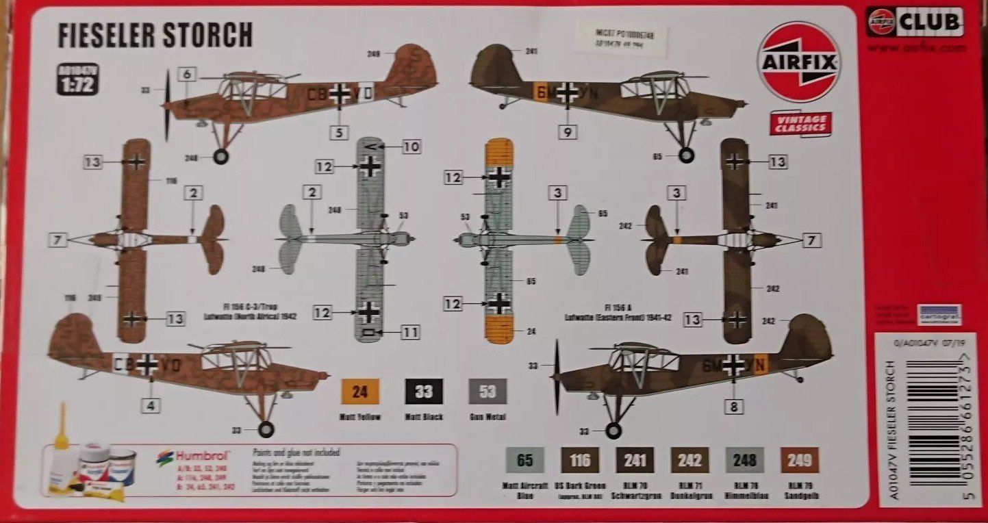 Aircraft Model kit Airfix Fiesler Storch 1/72 vintage (Neu und ...