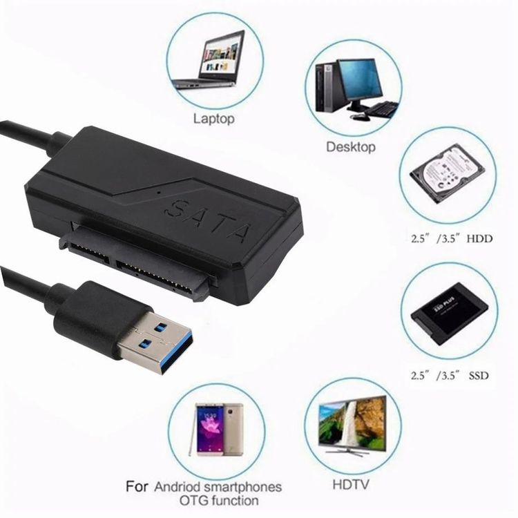 Adapter Sata zu USB 3,0 Kabel 22 Pin 2,5 3,5 Externe HDD SSD | Kaufen ...