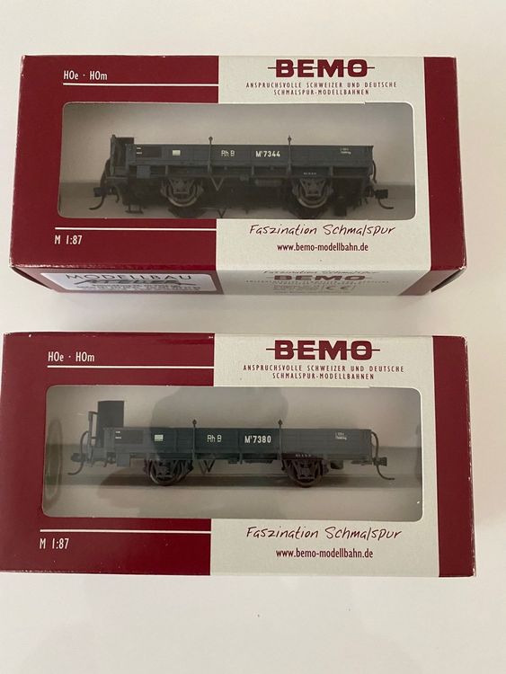 2 Niederbordwagen der RhB von Bemo H0m (Neu und originalverpackt) in Appenzell für CHF 87 – mit ...