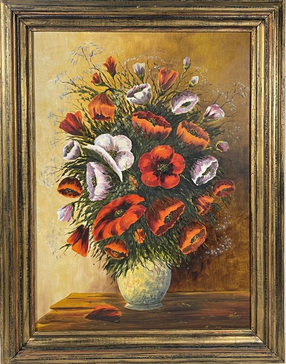 Stillleben Gemälde mit Blumen unleserlich Signiert | Kaufen auf Ricardo
