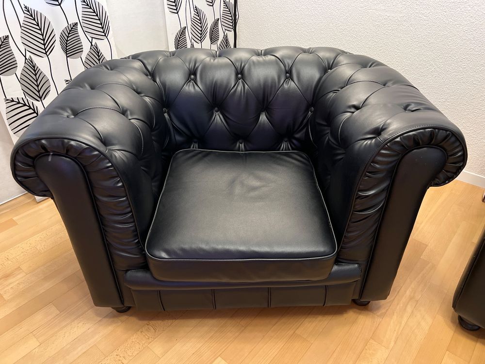 Sofa Leder Chesterfield Oxford Sessel Leder und 3er Bett | Kaufen auf ...